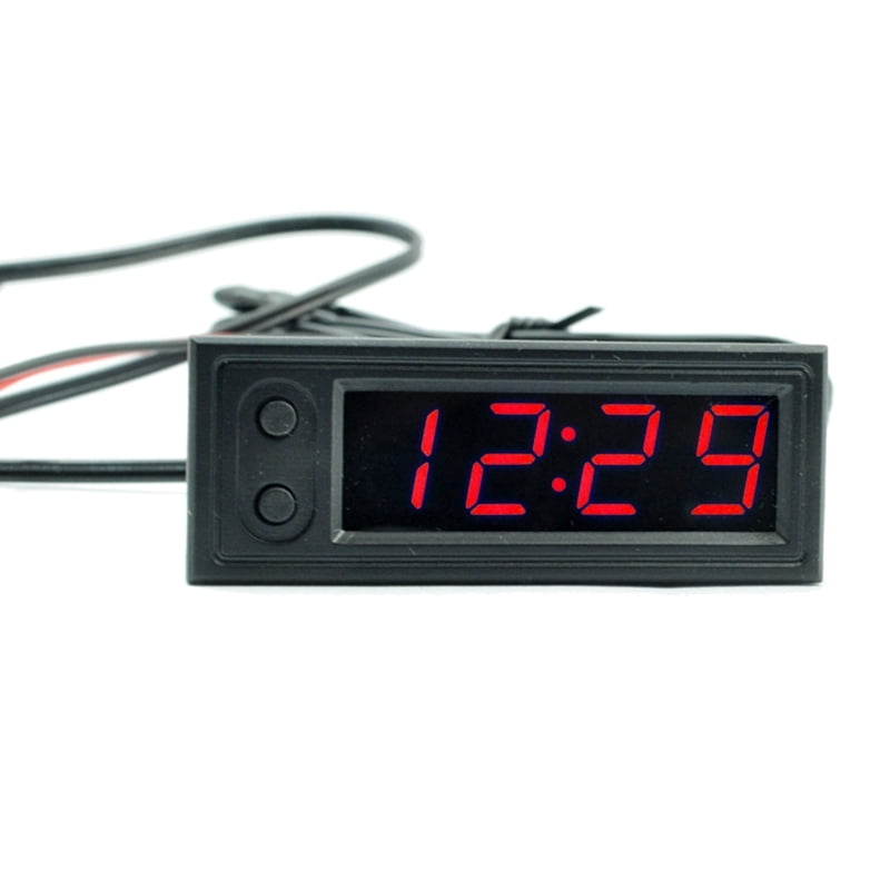 Red-3 in 1 Vehicle Car Luminous Thermometer Voltmeter Clock LED Digital ...