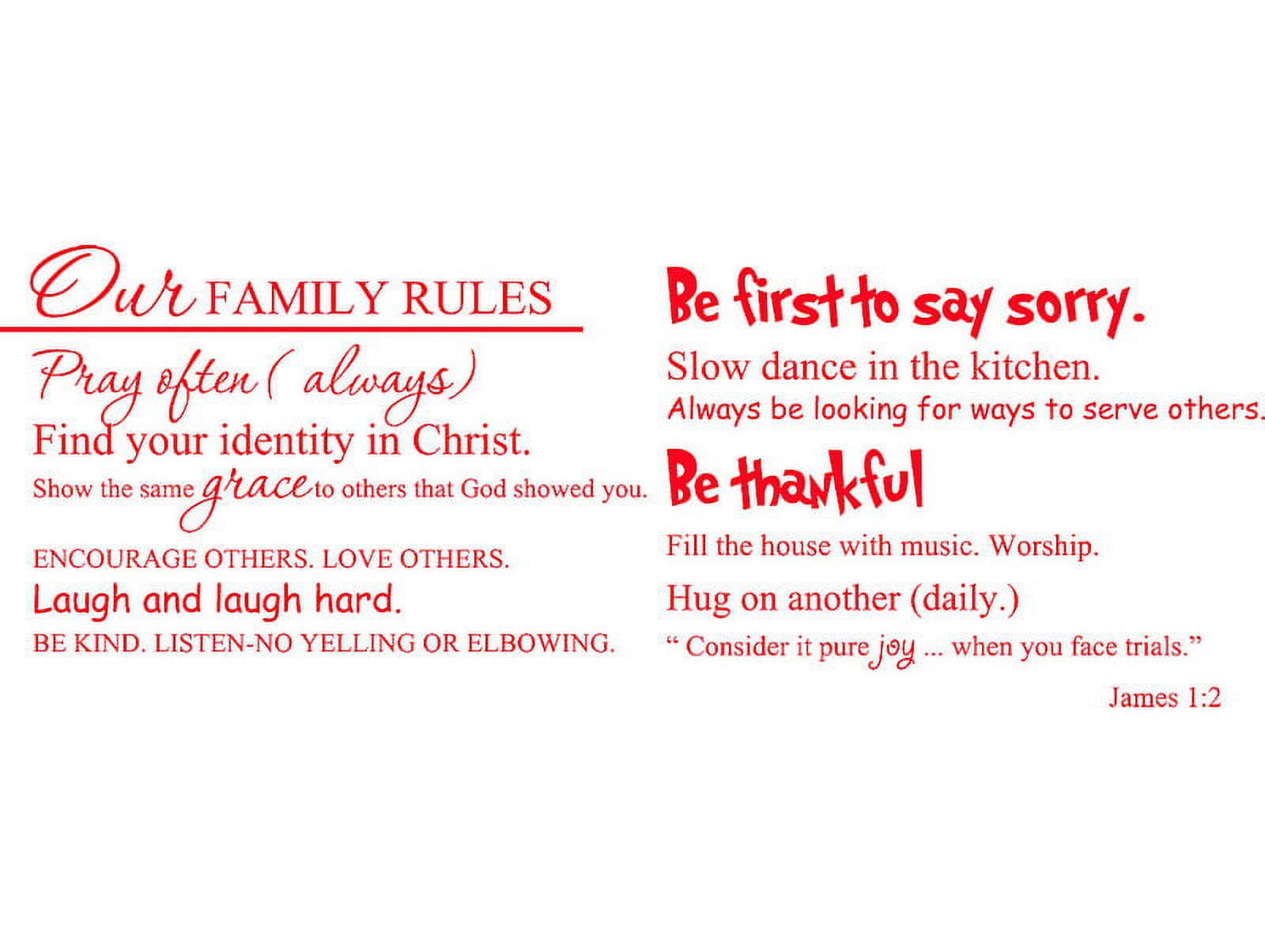 Red 32" x 24" Our Family Rules... Vinyl wall art Inspirational quotes ...