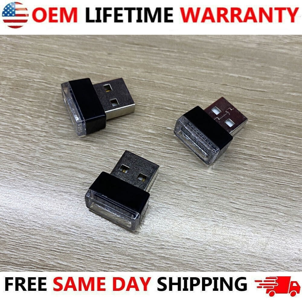 Red 3PCS Mini LED USB Light Car Interior Light Neon Atmosphere Ambient ...