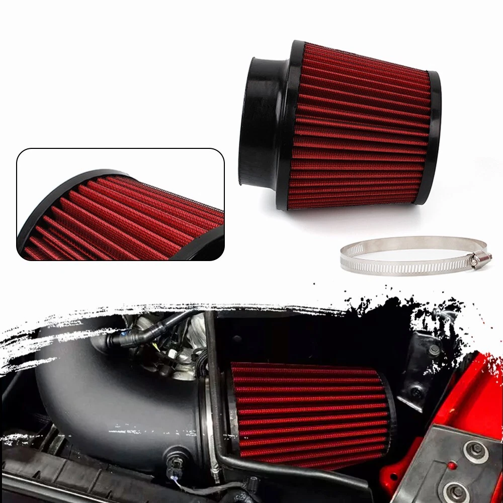 Red 3inch/76mm High Flow Inlet Dry Air Filter Cold Air Intake Cone ...