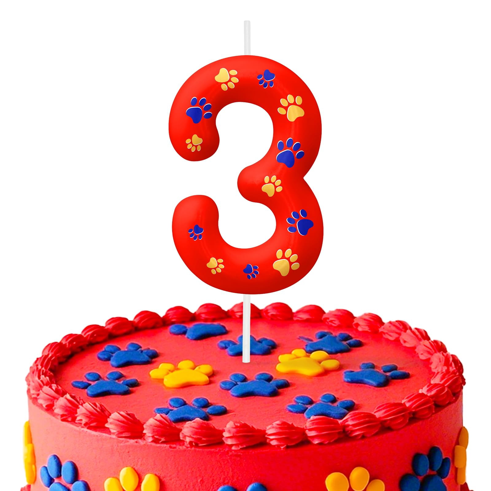 Red 3rd Birthday Candles, Number Candle TVS1 Birthday Cake Topper ...