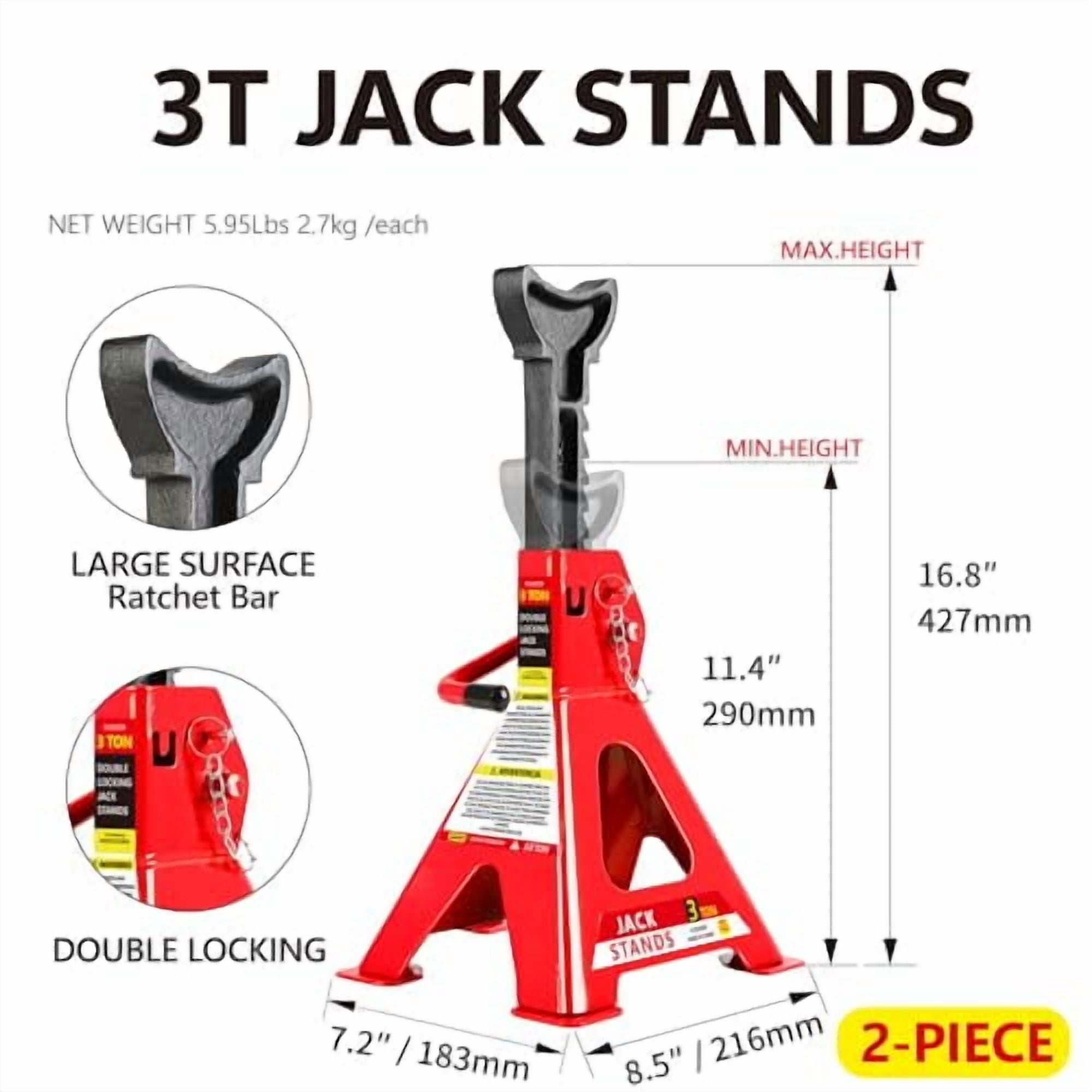 Red 3t Heavy Duty Steel Racing Floor Jack - 2 Ton Low Profile, Single ...
