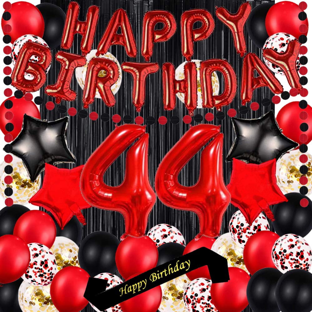 Red 44TH Birthday Party Decorations Supplies Red H2FSDtheme 16inch Red ...