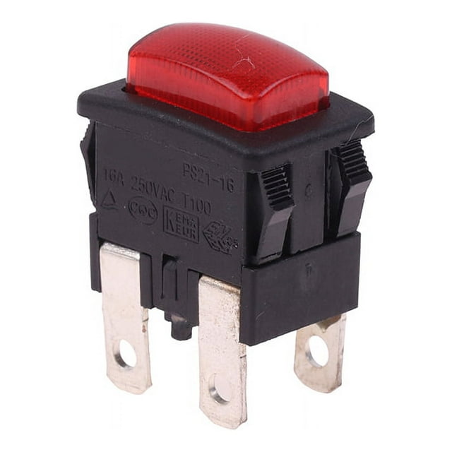 Red 4Pins 16A Self-Lock On Off Push Button Rocker Switch PS21-16 With ...