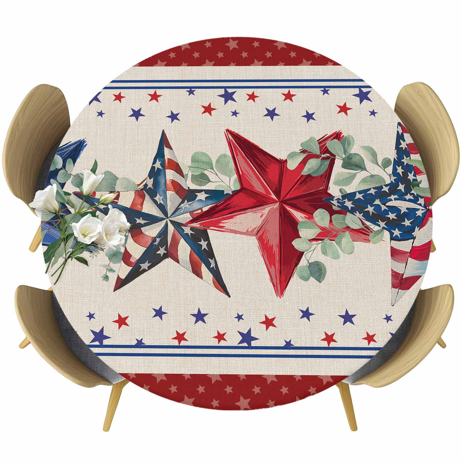 Red 4th of July Round Tablecloth 36-44 Inch Round Fitted Table Cloth ...