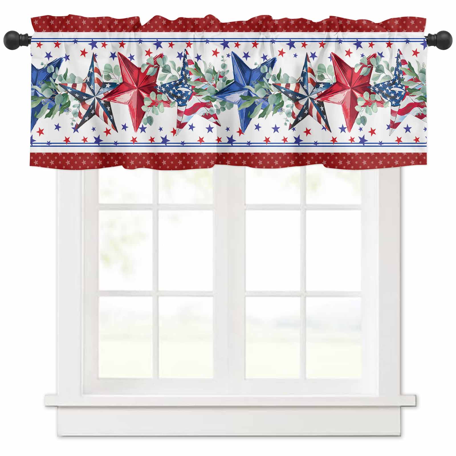 Red 4th of July Valances for Windows Farmhouse Kitchen Curtains ...