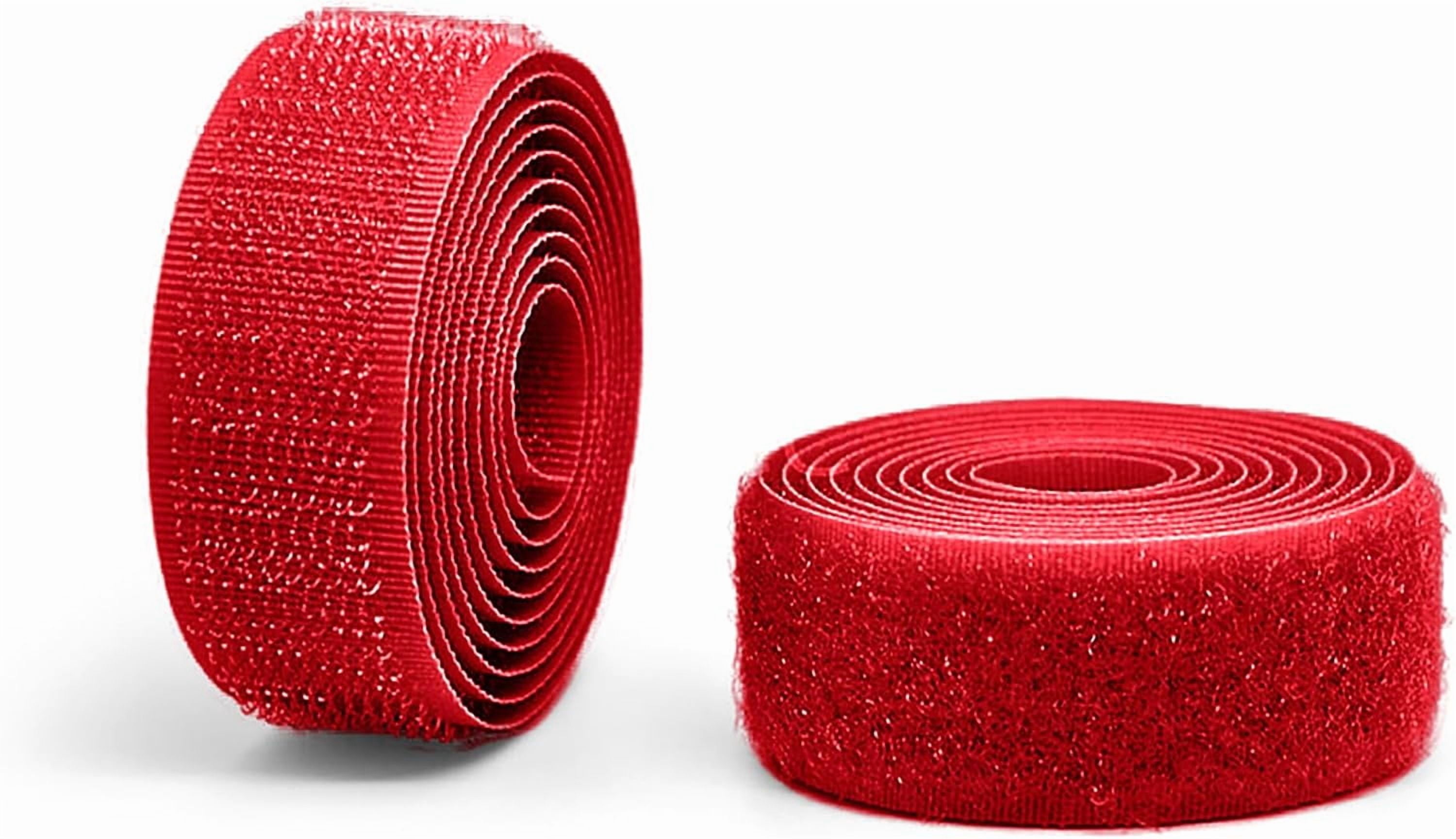 Red 5/8 inch Sew on Hook and Loop 1 Yd Thin Strips Non-Adhesive Nylon ...