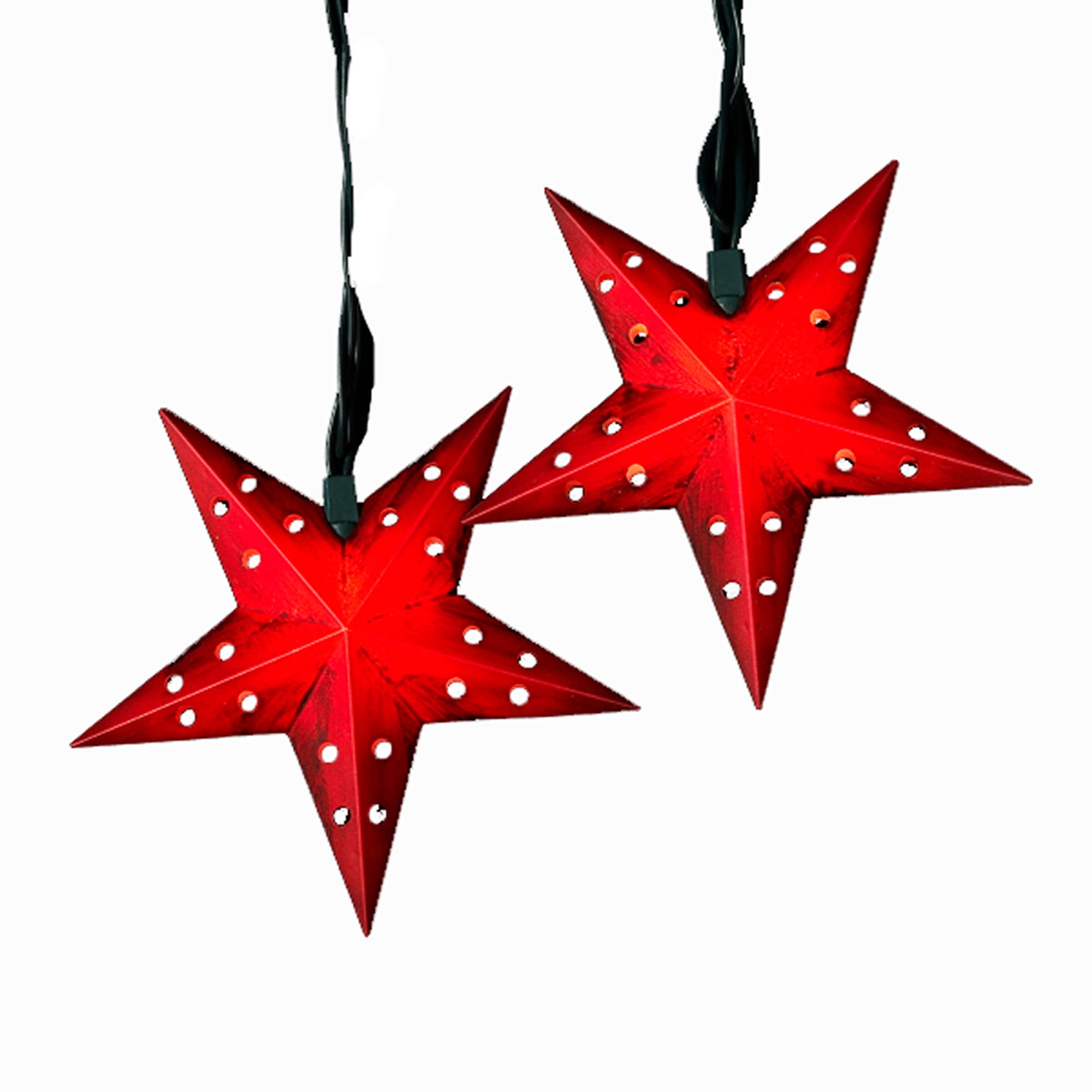 Red 5 Point Beveled Star Christmas Light String Set of 10 Lights UL0729 ...