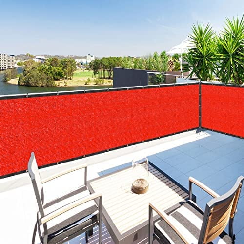 Red 5' X 5' Balcony Deck Fence Privacy Screen Cover Panel Shade Cloth ...