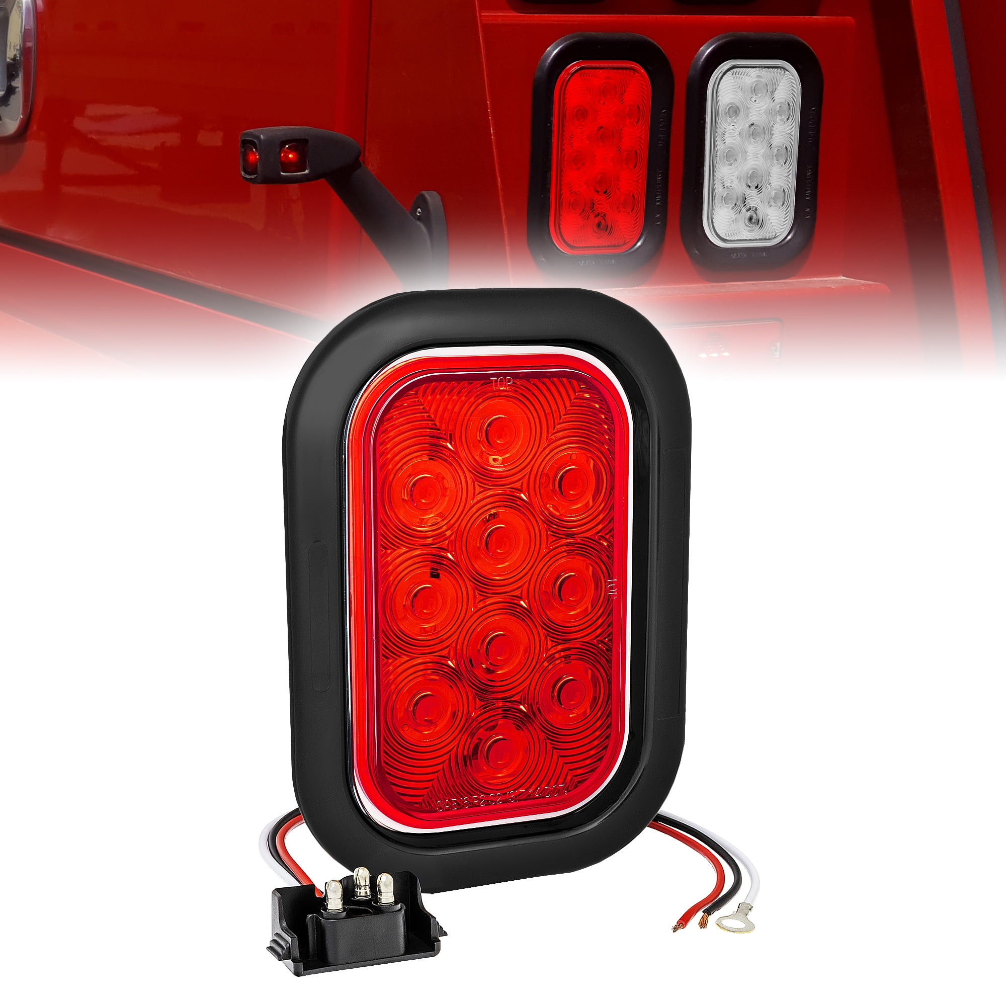 Red 5" x 3" Rectangular LED Trailer Tail Light Kit [DOT FMVSS 108] [SAE ...