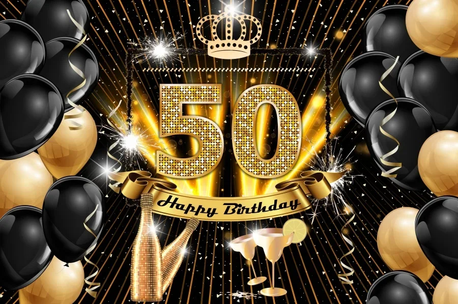 Red 50th Backdrop For Woman Man Happy Birthday Party Lady Photography ...