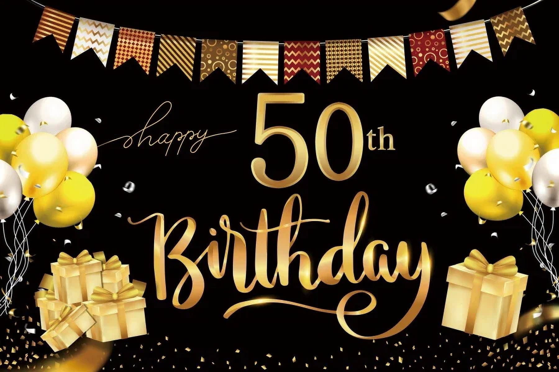 Red 50th Backdrop For Woman Man Happy Birthday Party Lady Photography ...