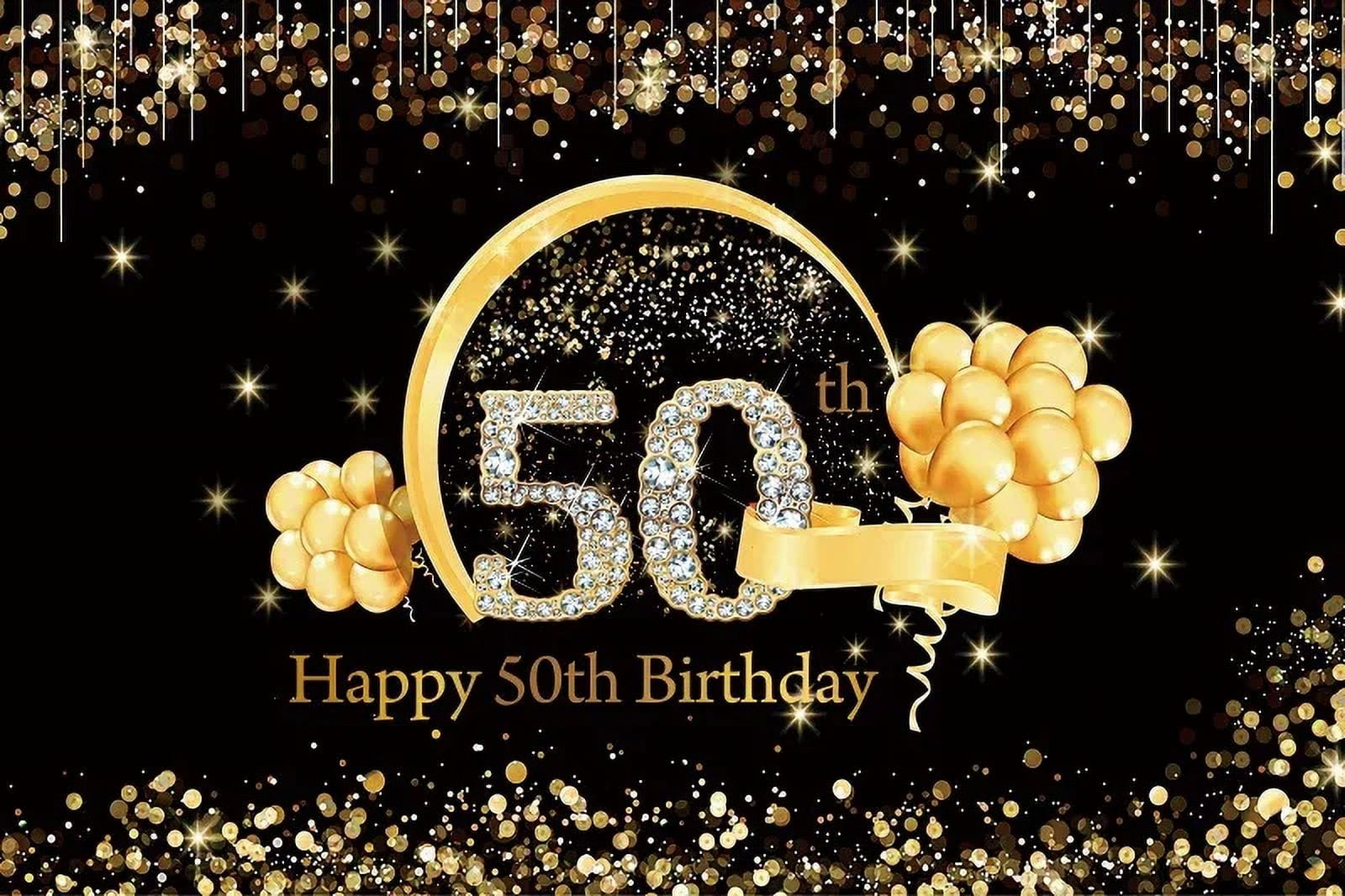 Red 50th Backdrop For Woman Man Happy Birthday Party Lady Photography ...