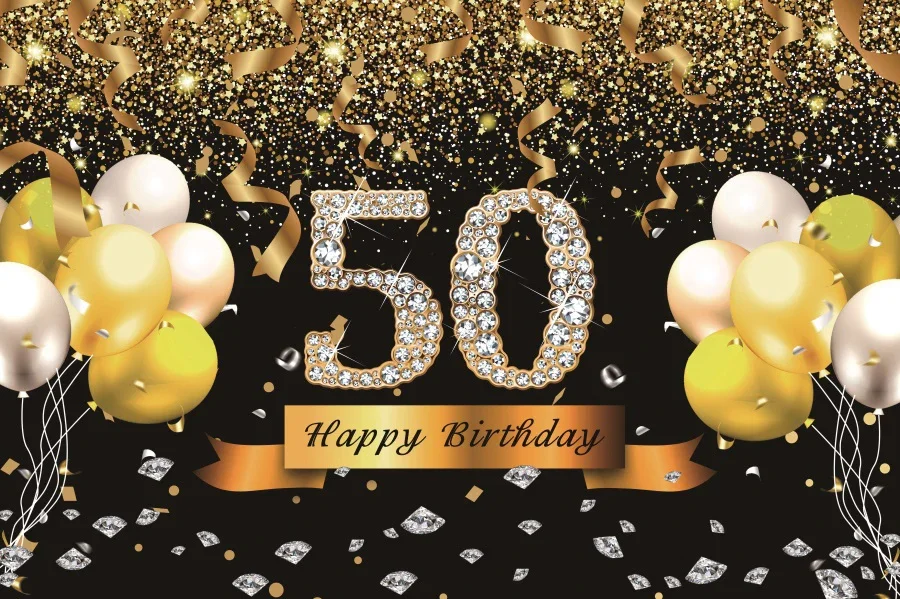 Red 50th Backdrop For Woman Man Happy Birthday Party Lady Photography ...