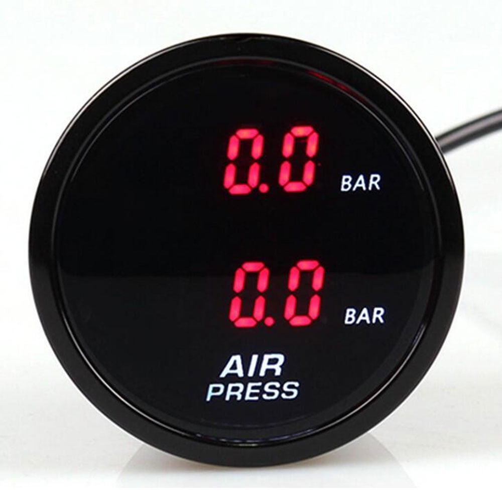 Red-52mm Air Pressure Gauge Dual Display Red LED Digital Display 1/8 ...
