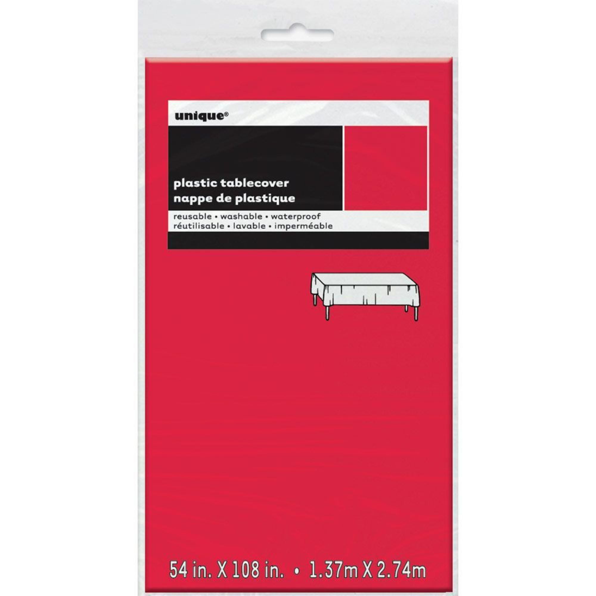 Red 54" x 108" Plastic Tablecloth - Walmart.com