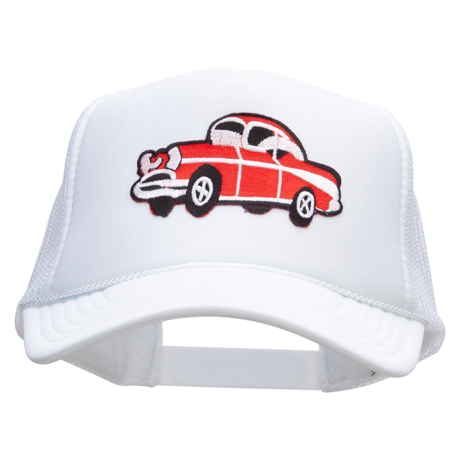 Red 57 Chevy Patched Foam Front Golf Style Mesh Back Cap - White OSFM ...