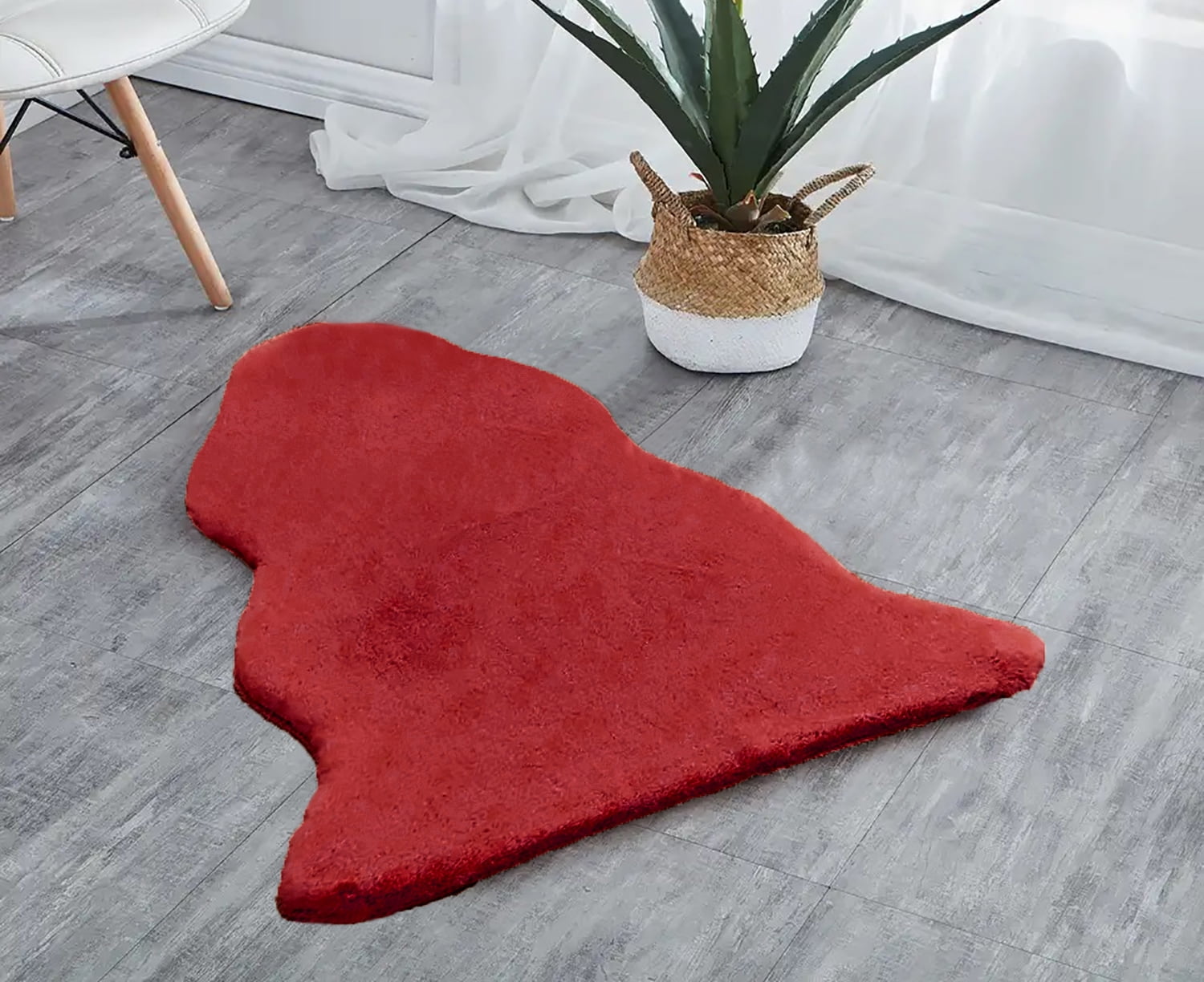 Red 5x8 Feet Faux Rabbit Fur Fuzzy Soft Fluffy Plush Cozy Shaggy Area ...