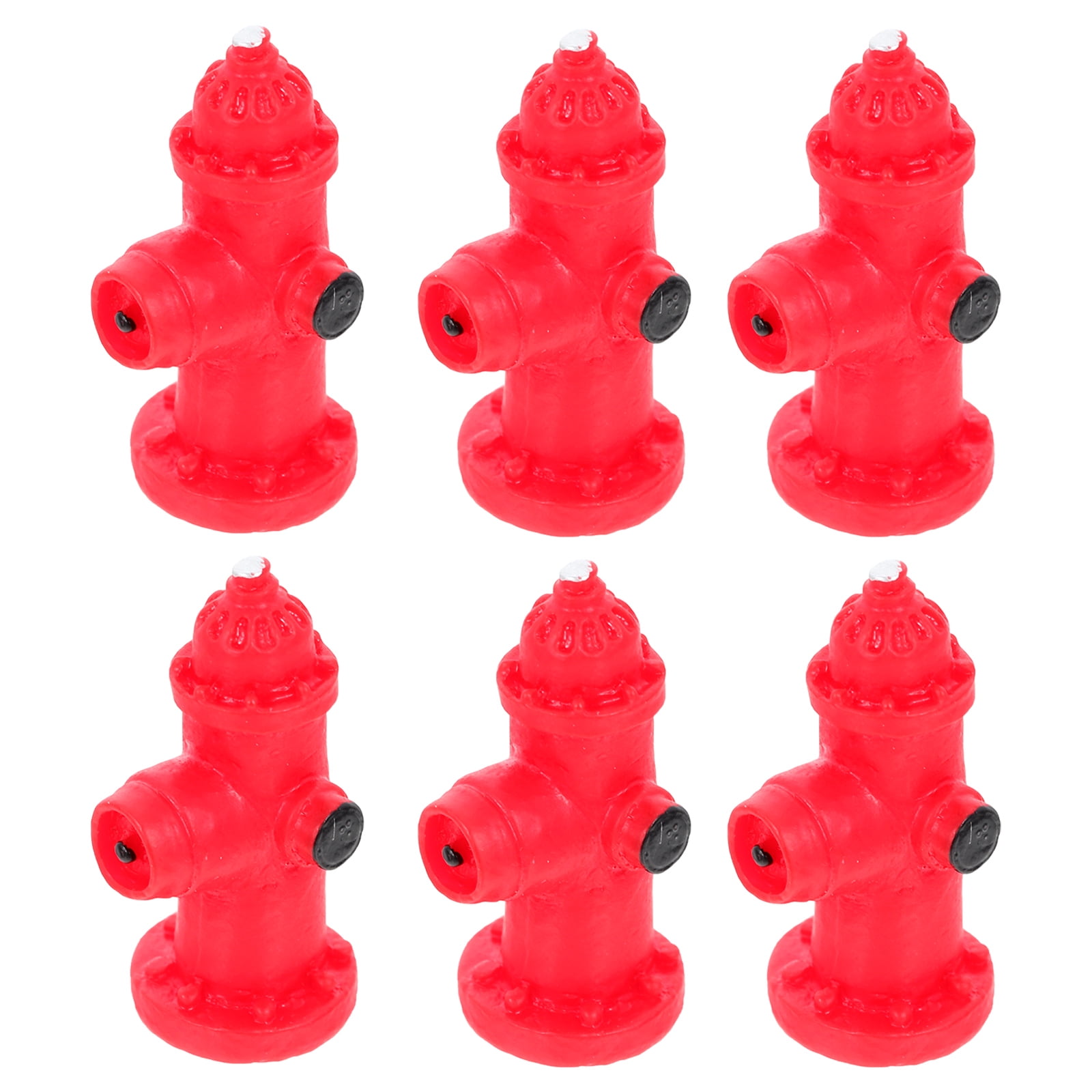 Red 6 Pcs Decor Home Fire Hydrant Model Miniature Toy Desktop Child ...