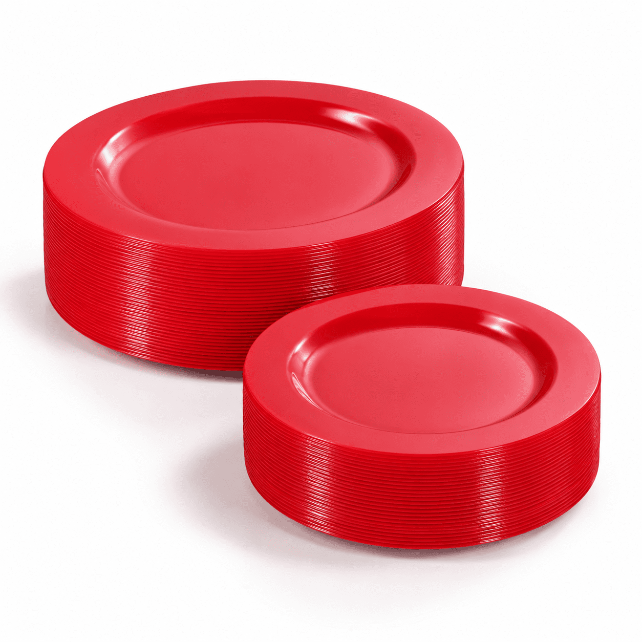Red 60 Count Heavy Duty Disposable Plastic Party Plates Set for 30 ...