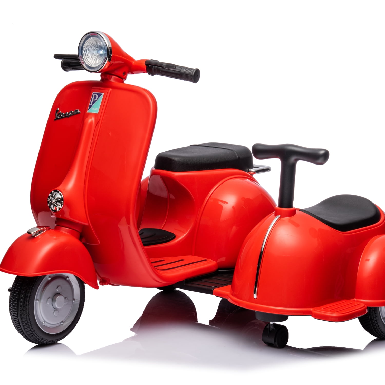 Red 6V LICENSED Vespa Scooter Motorcycle with Side Car - Fun and ...