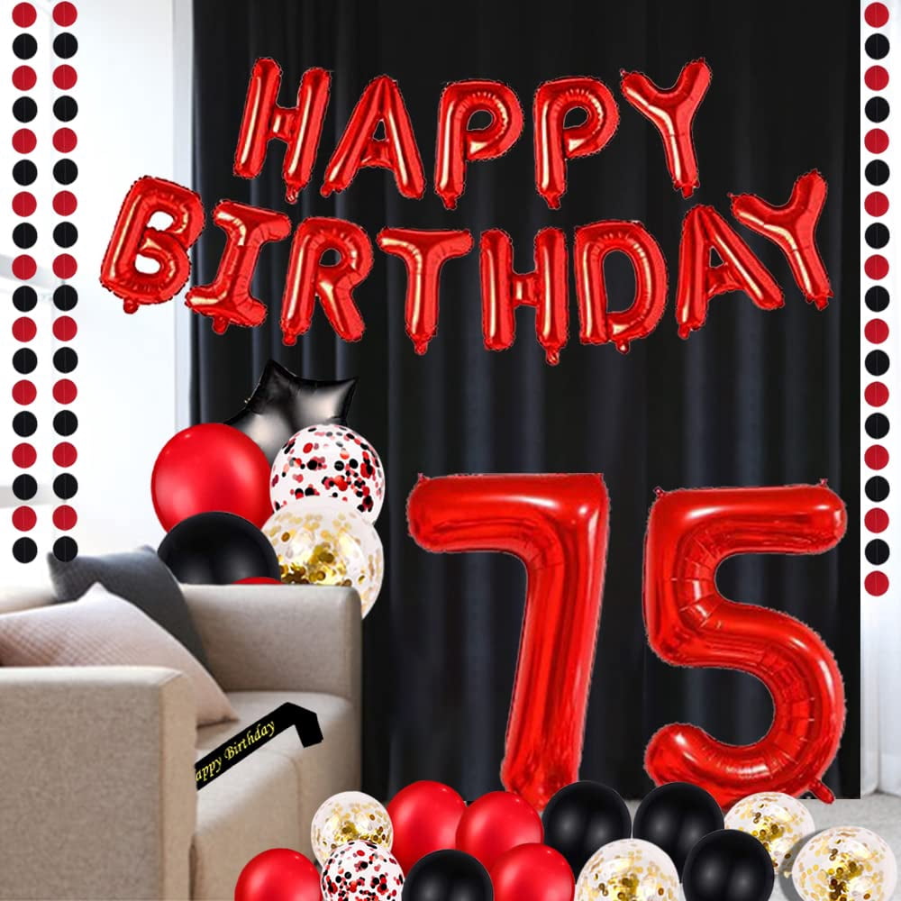 Red 75TH Birthday AJH3 Party Decorations Supplies Red theme 16inch Red ...