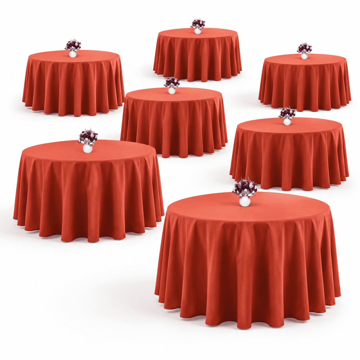 Red 8 Pack - 90 Inch Round Tablecloth for 36-72 Inch Round Tables ...
