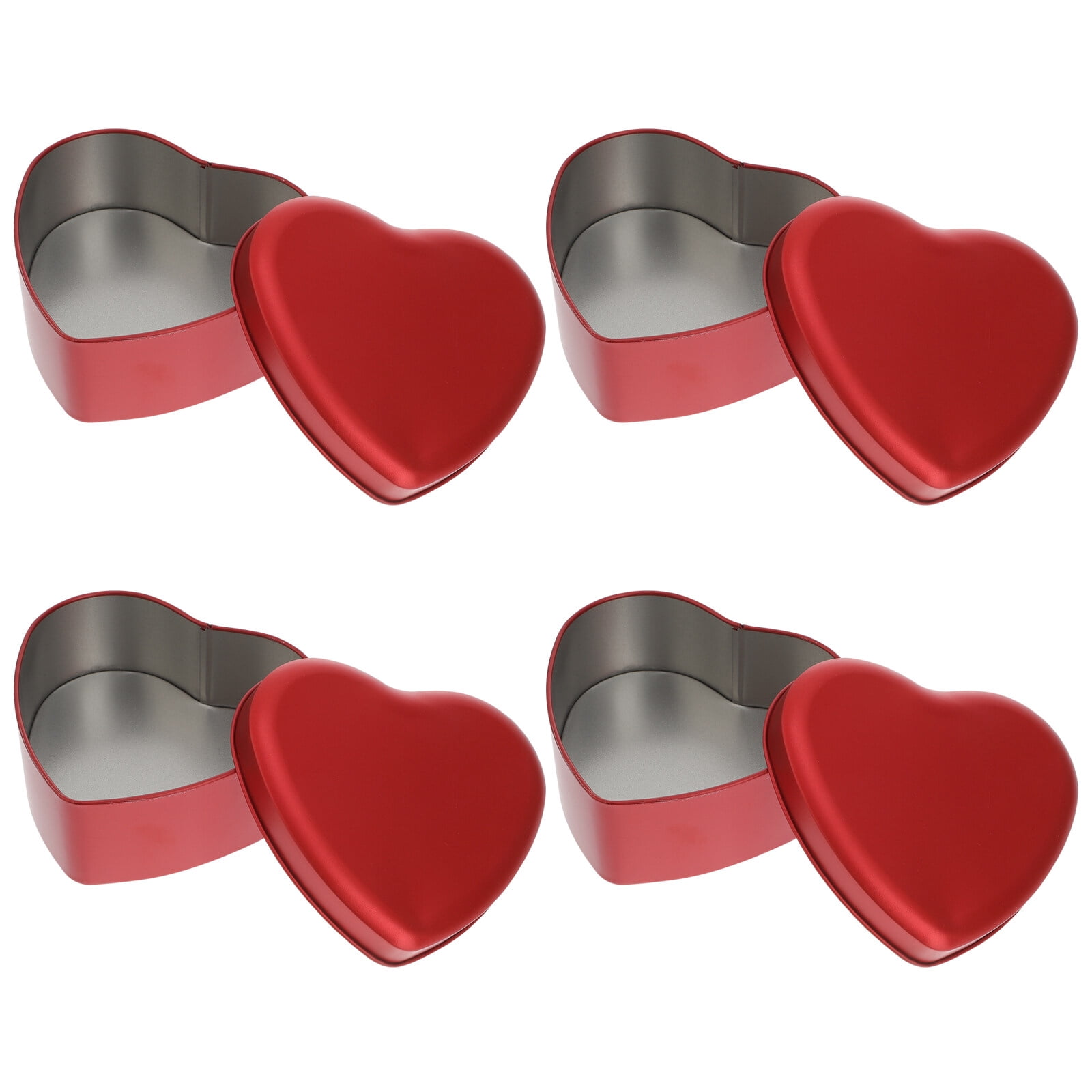 Red 8 Pcs Metal Container with Lid Candy Jar Valentines Heart-shaped ...
