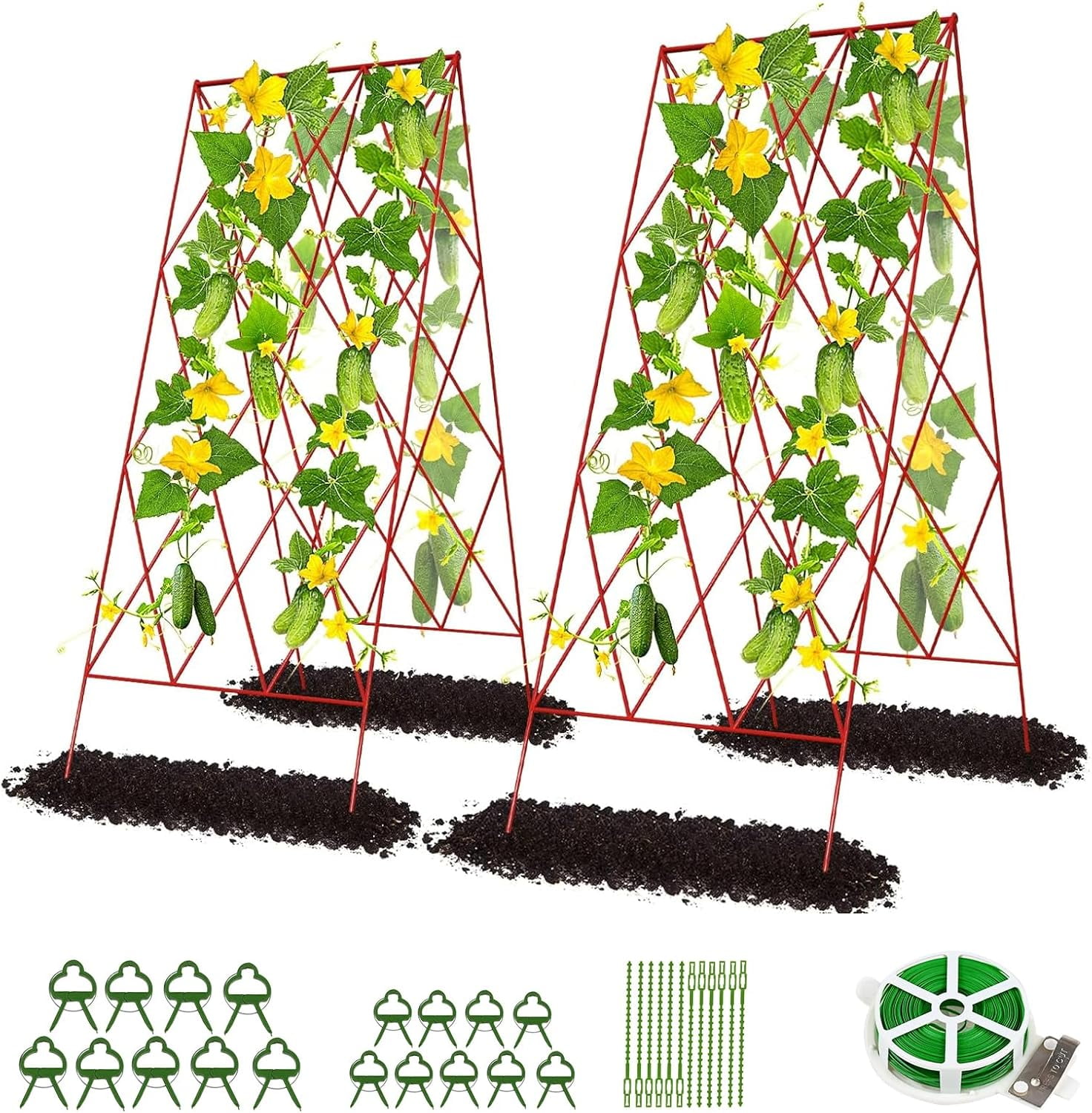 Red A-Frame Metal Garden Trellis, 2 Pack, PVC-Coated Steel, Perfect for ...