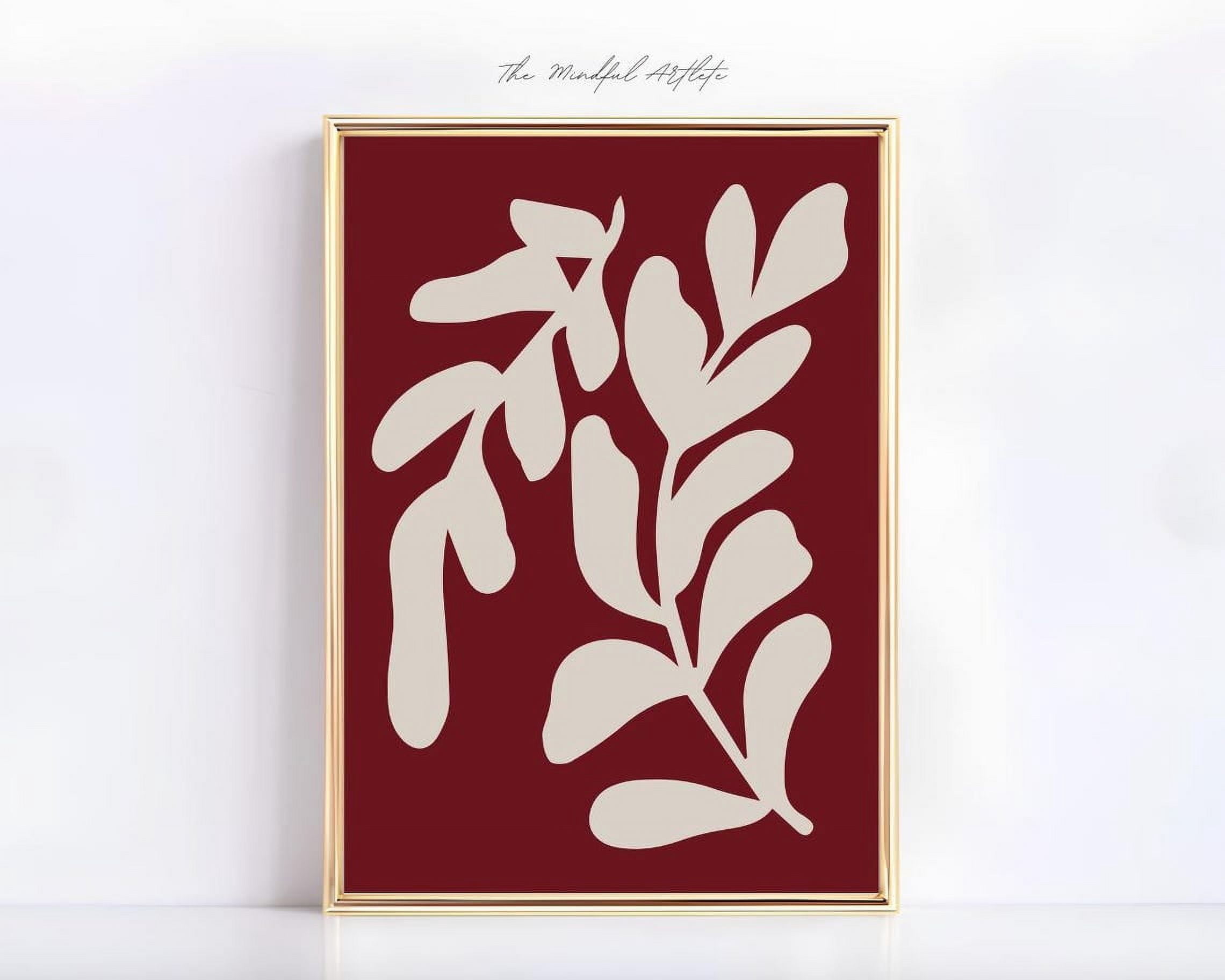 Red Abstract Botanical Print Red Mid Century Print Red Floral Print ...