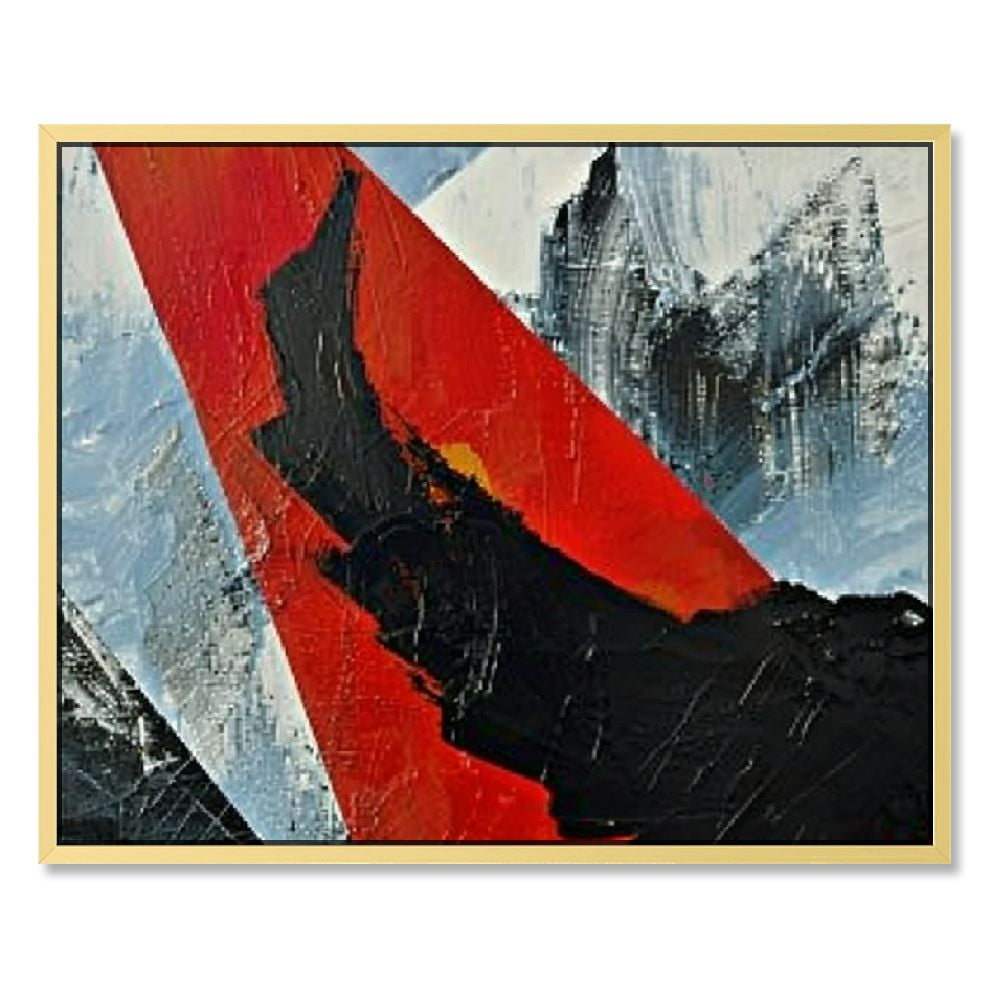 Red Abstract Canvas Wall Art: Modern Minimalist Black and White Picture ...