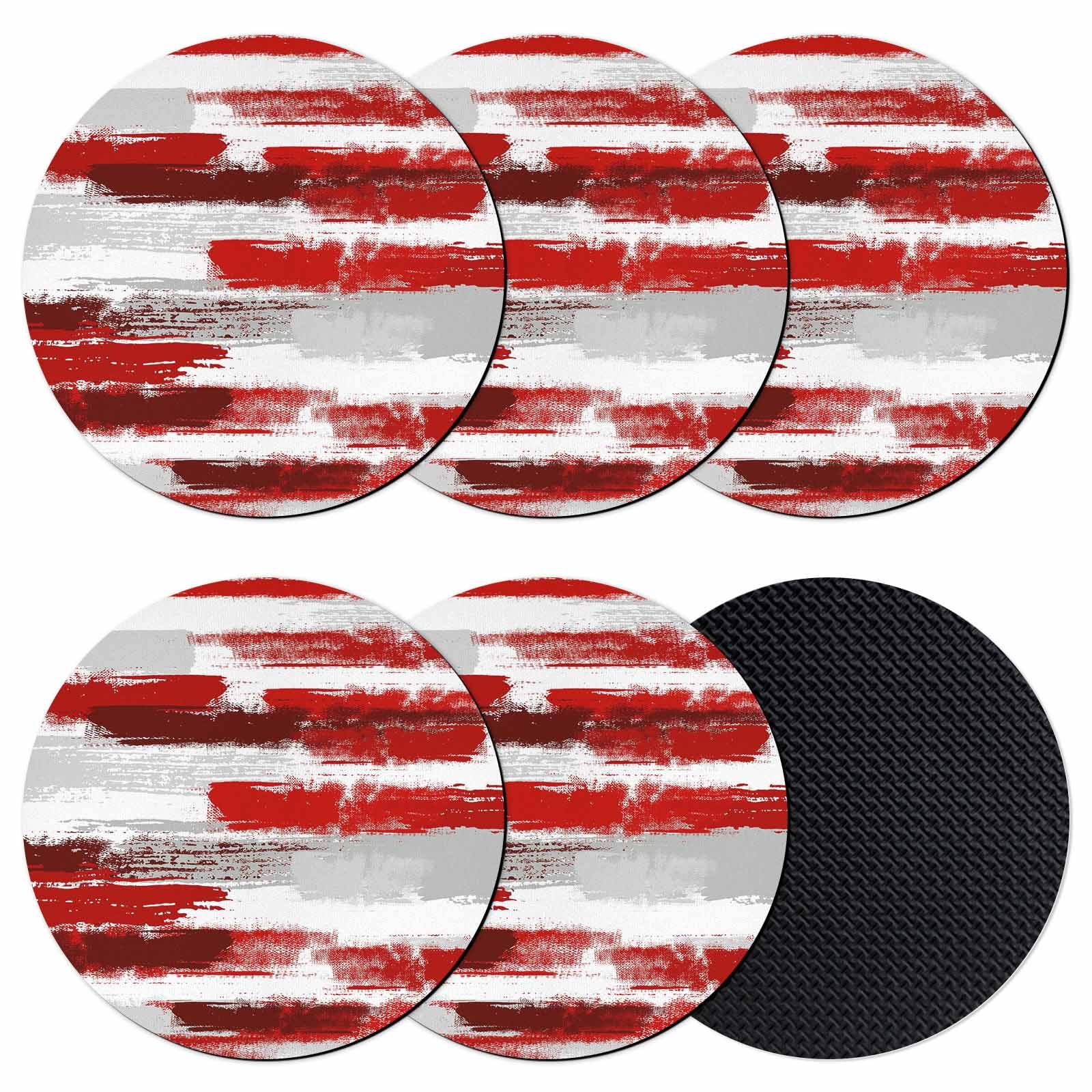 Red Abstract Coasters Set of 6, Absorbent Coasters for Drinks, Grey ...