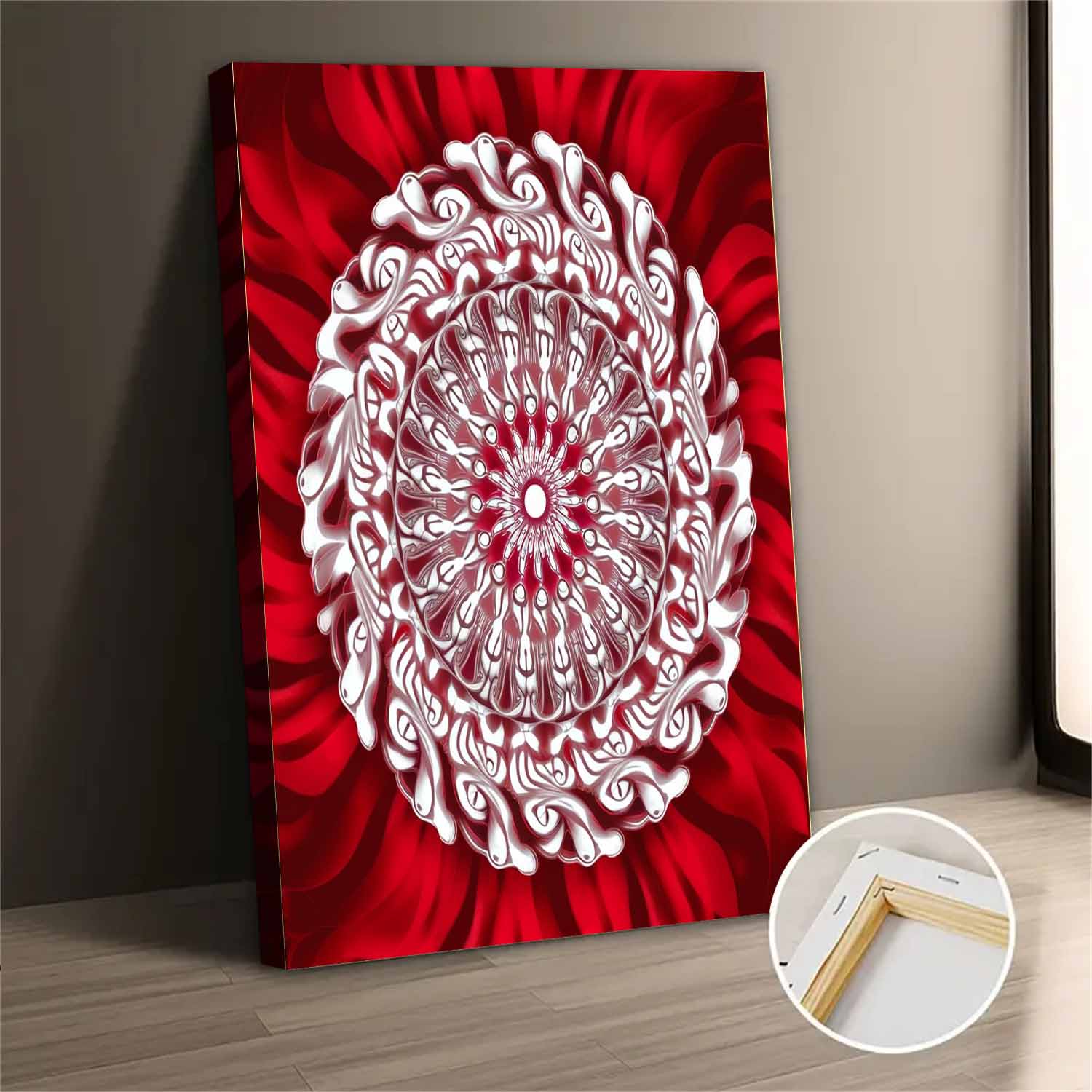 Red Abstract Mandala Canvas Wall Art For Living Room Decor - Walmart.com