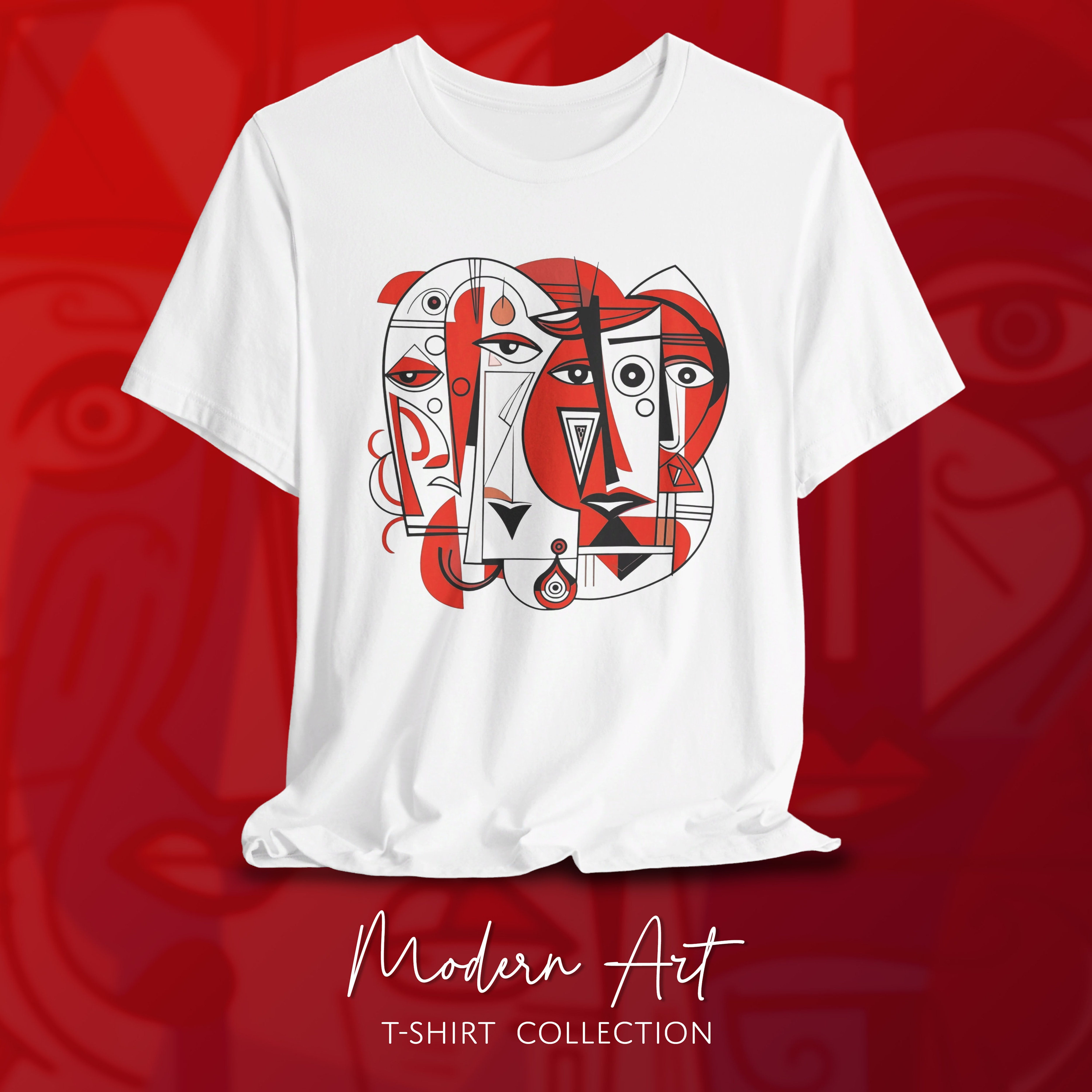 Red Abstract Portrait Art T shirt, Modern Portrait Art shirt, Modern ...