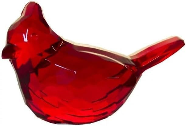 Red Acrylic Cardinal Figurine Home Decor Glass Bird Statue for ...