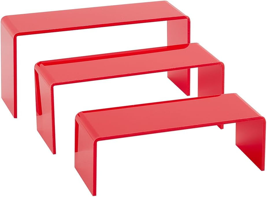Red Acrylic Riser 3 Size Display Risers Product Stand Showcase Holders ...