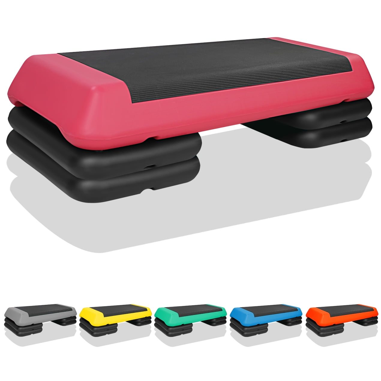The Red Adjustable Aerobic Step Platform 4-Step Height Options for Home ...