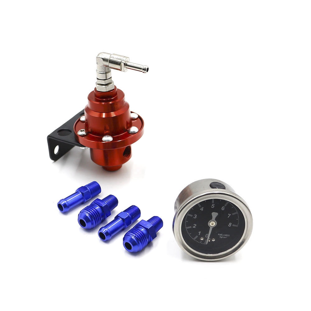 Red-Adjustable Aluminum Fuel Pressure Gauge Kit, Fuel Supply System ...
