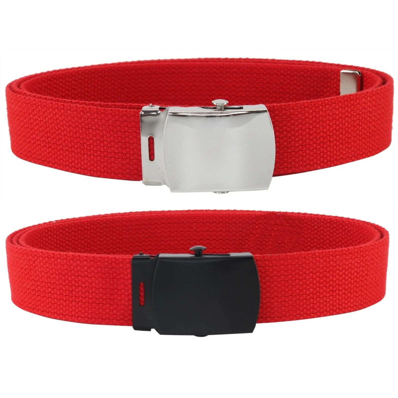 Red Adjustable Canvas Military Web Belt With Metal Buckle 32 to 72 ...
