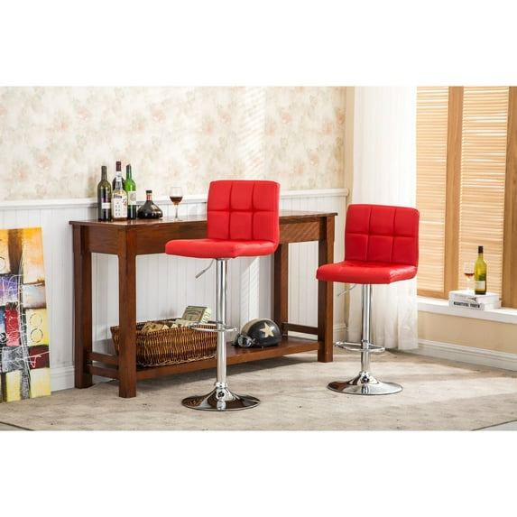 Red Adjustable Faux Leather Stool Set | Handy Lift and 360 - Degree ...