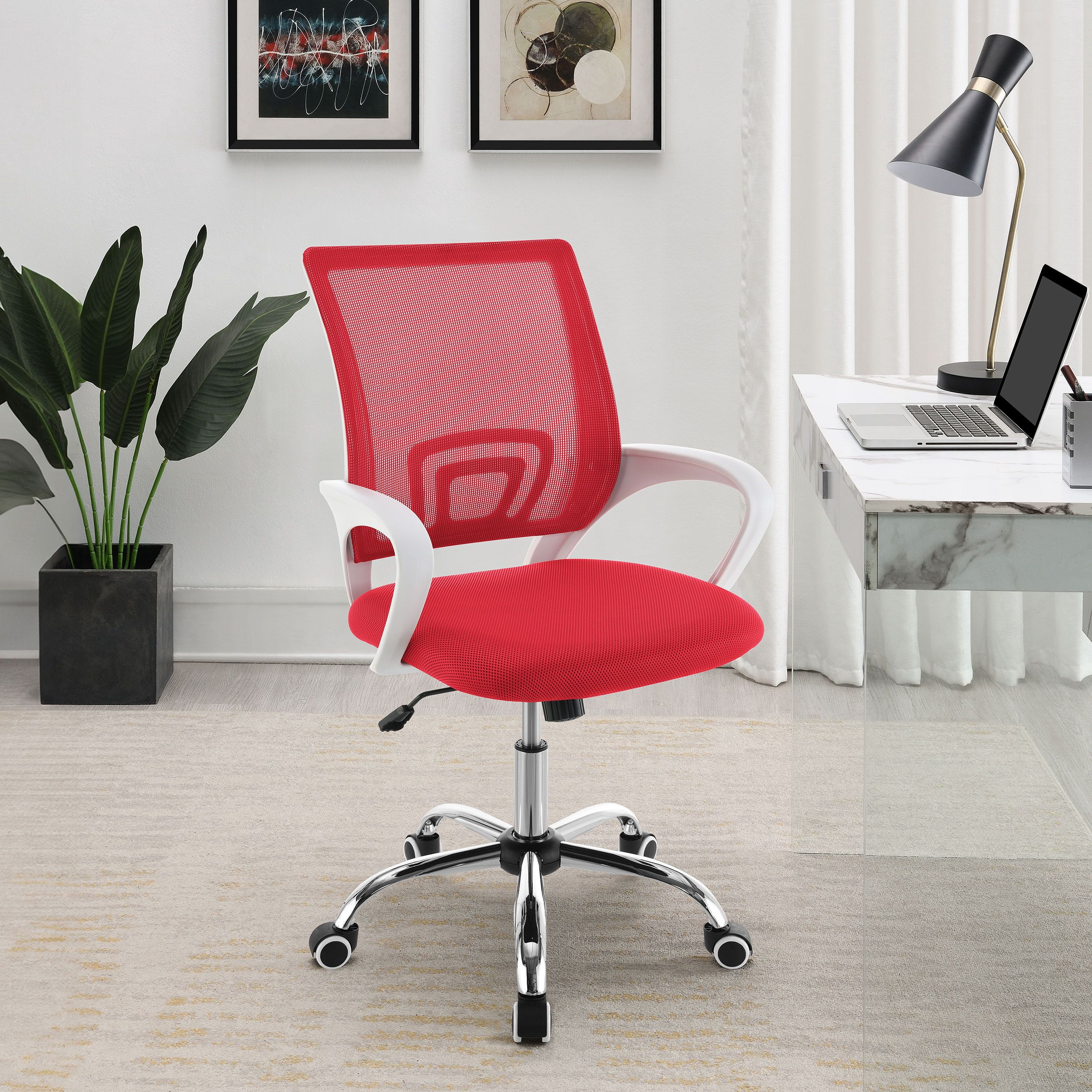Red Adjustable Office Desk Chair with Mesh Fabric - Comfortable Home ...