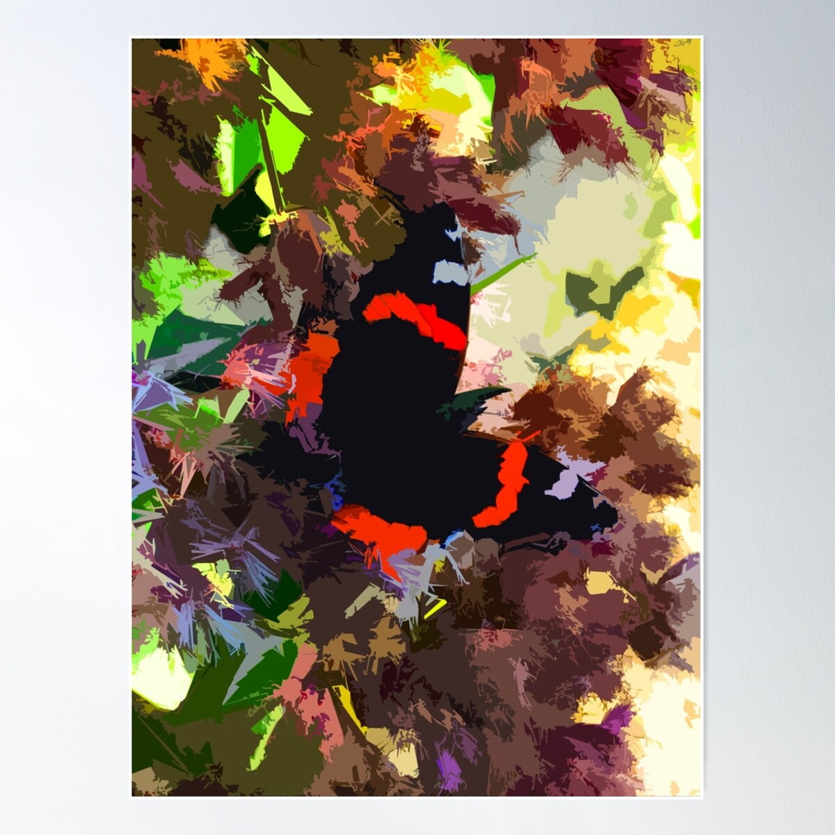 Red Admiral Butterfly Poster Wall Art, Modern Wall Decor For Living Room Bedroom, 24x36 UNFRAMED ...
