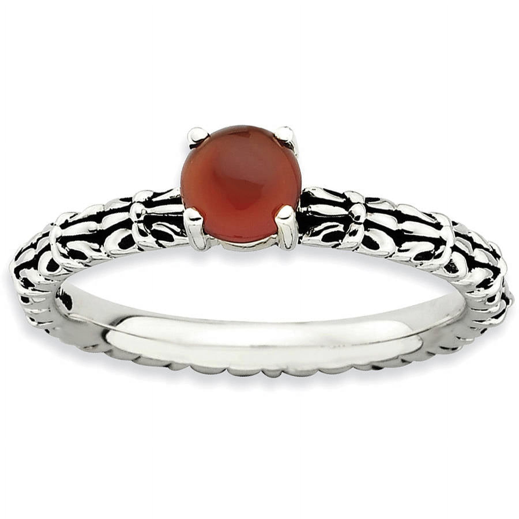 Red Agate Sterling Silver Antiqued Ring - Walmart.com