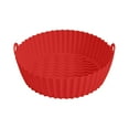 Red Air Fryer Silicone Baking Tray Reusable Non-Stick Oven Safe 7.9 X 2 ...