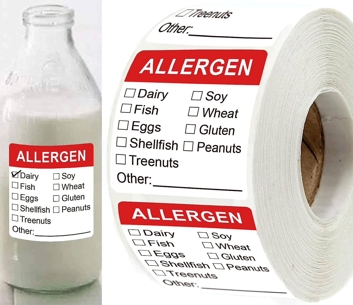 Red Allergen Warning Sticker 1.8 X 2 inch Food Allergy Warning Label ...
