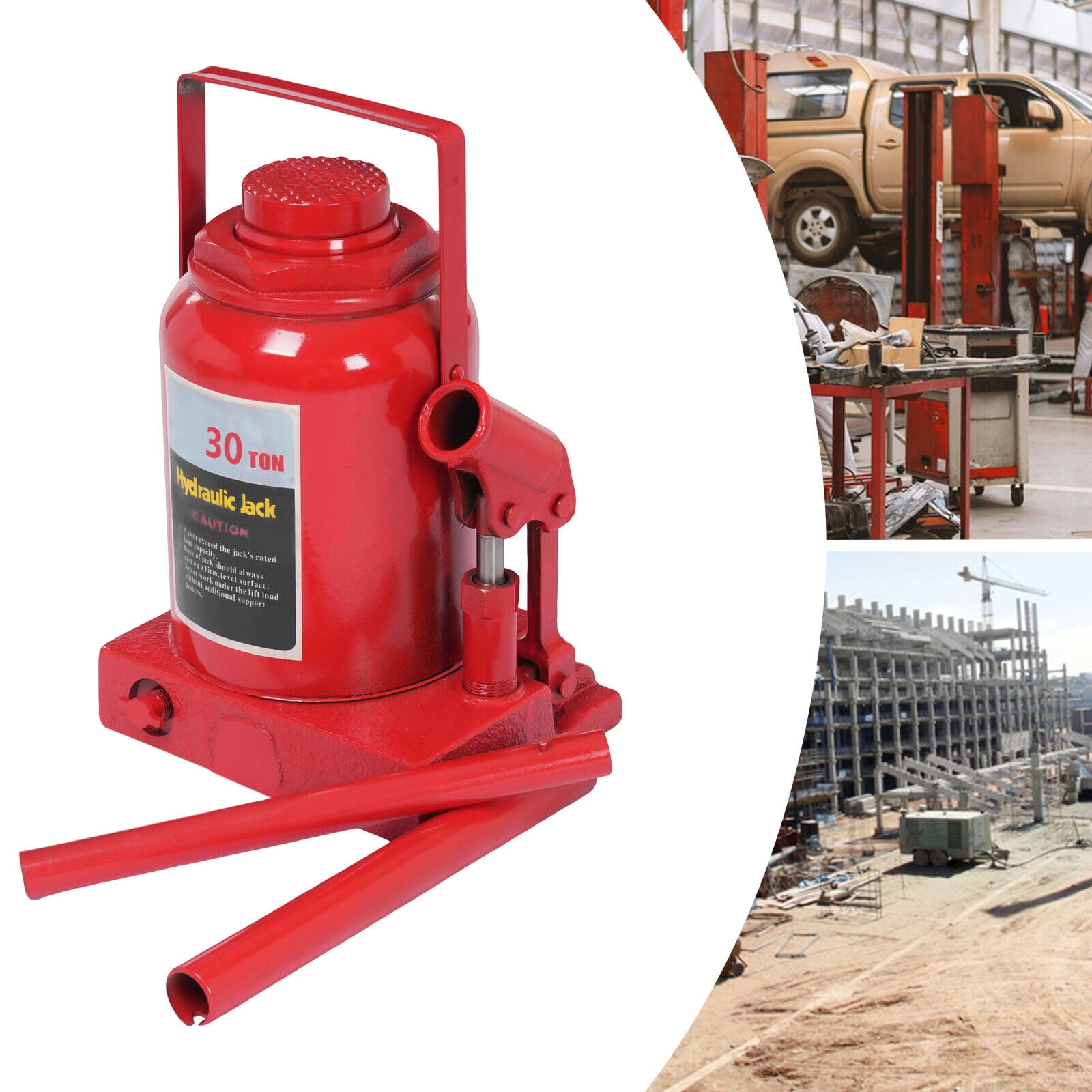 Red Alloy Steel Hydraulic Stubby Low Profile Welded Bottle Jack, 30 Ton ...