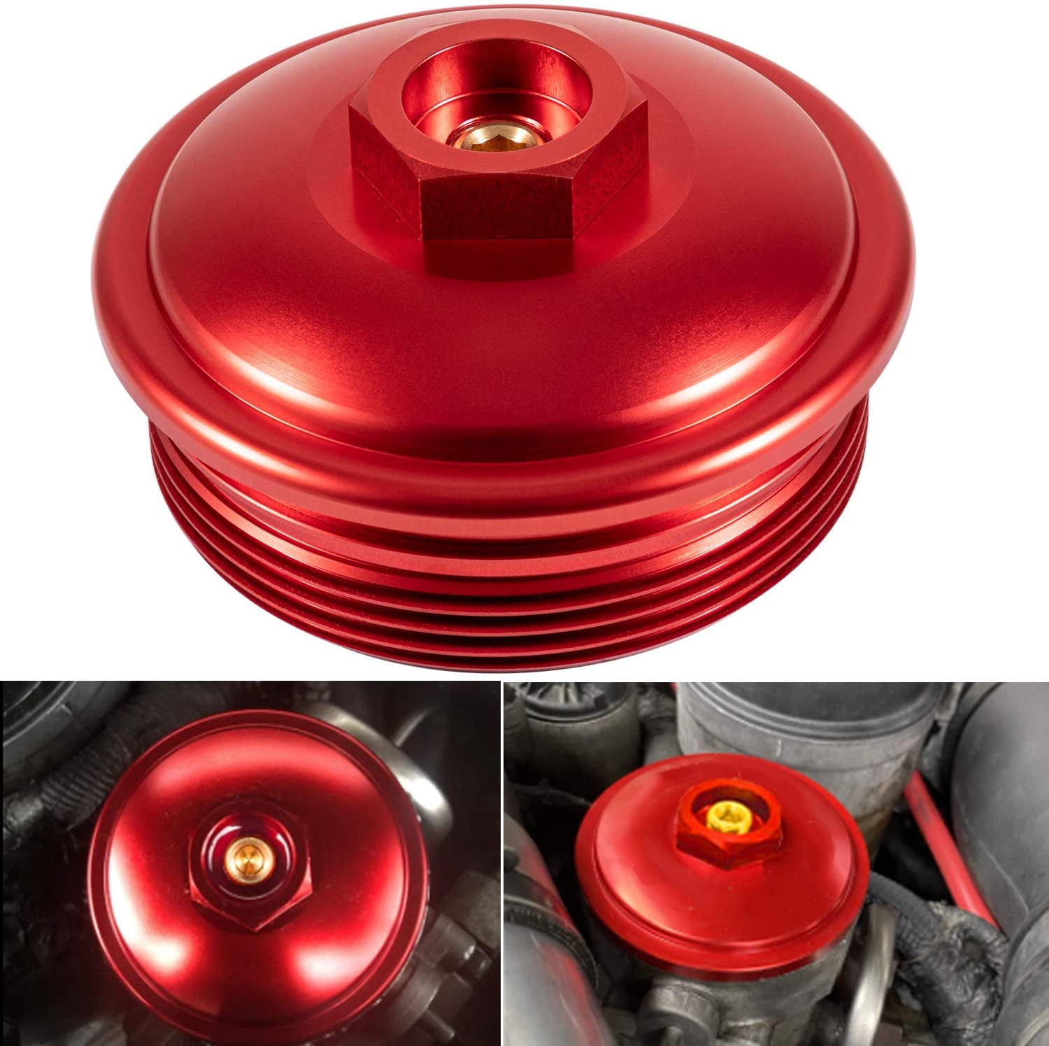 Red - Aluminum Fuel Filter Cap For Ford 2003-2007 6.0L Powerstroke F250 ...