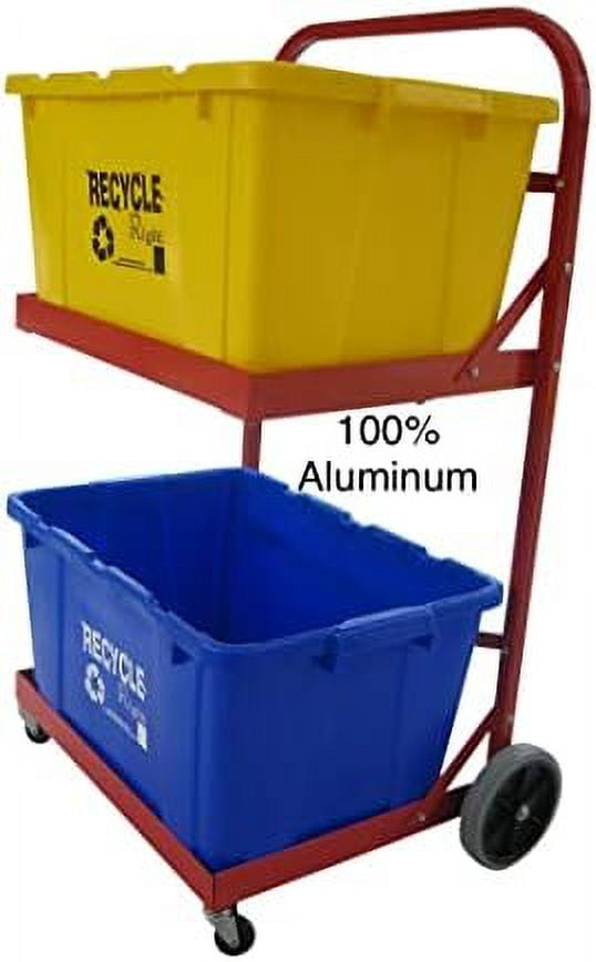 Red Aluminum Recycling Cart, 6E+1 lbs Capacity, 29x21x43 inches$$Office ...
