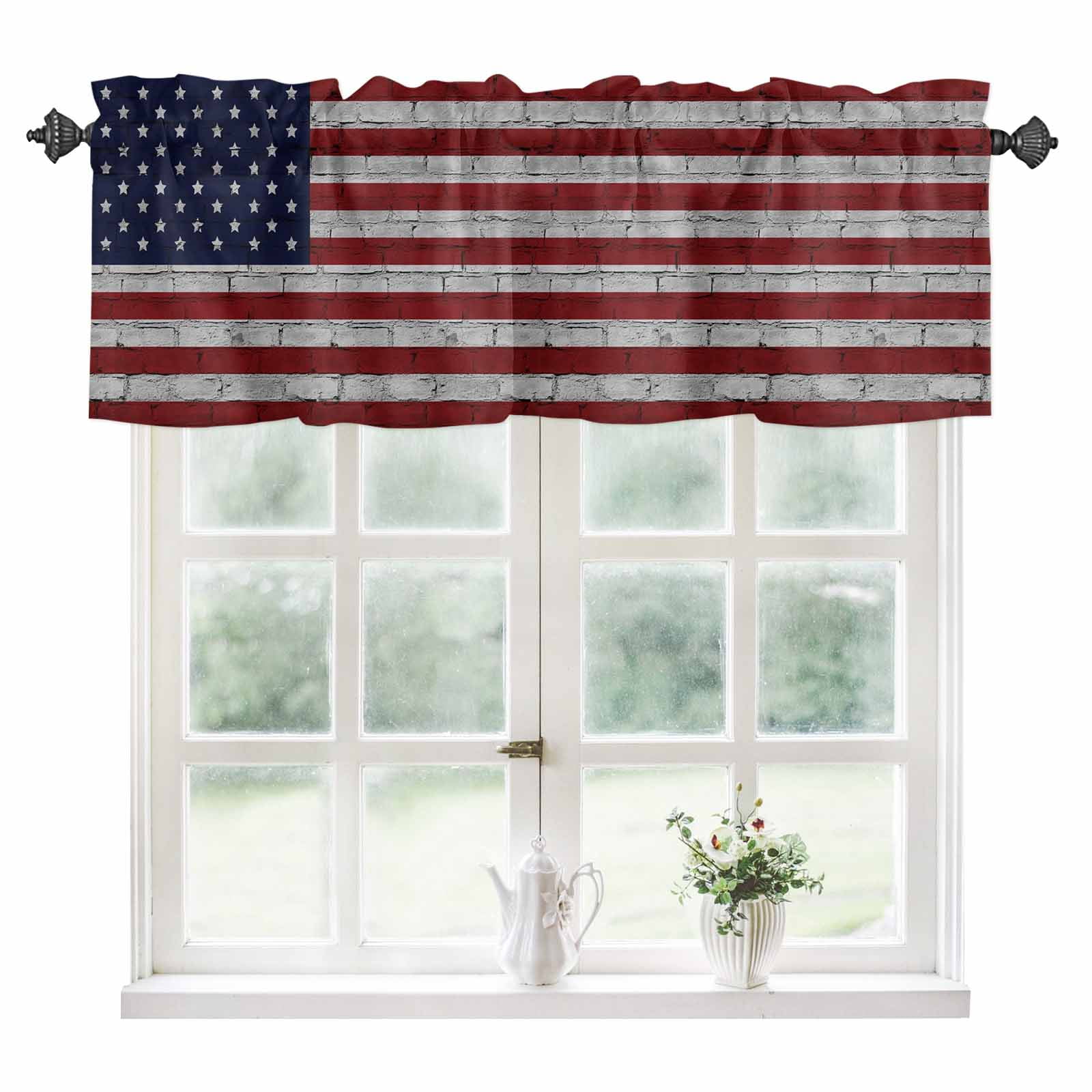 Red American Flag Kitchen Valances for Windows 60x18 Inch Kitchen ...