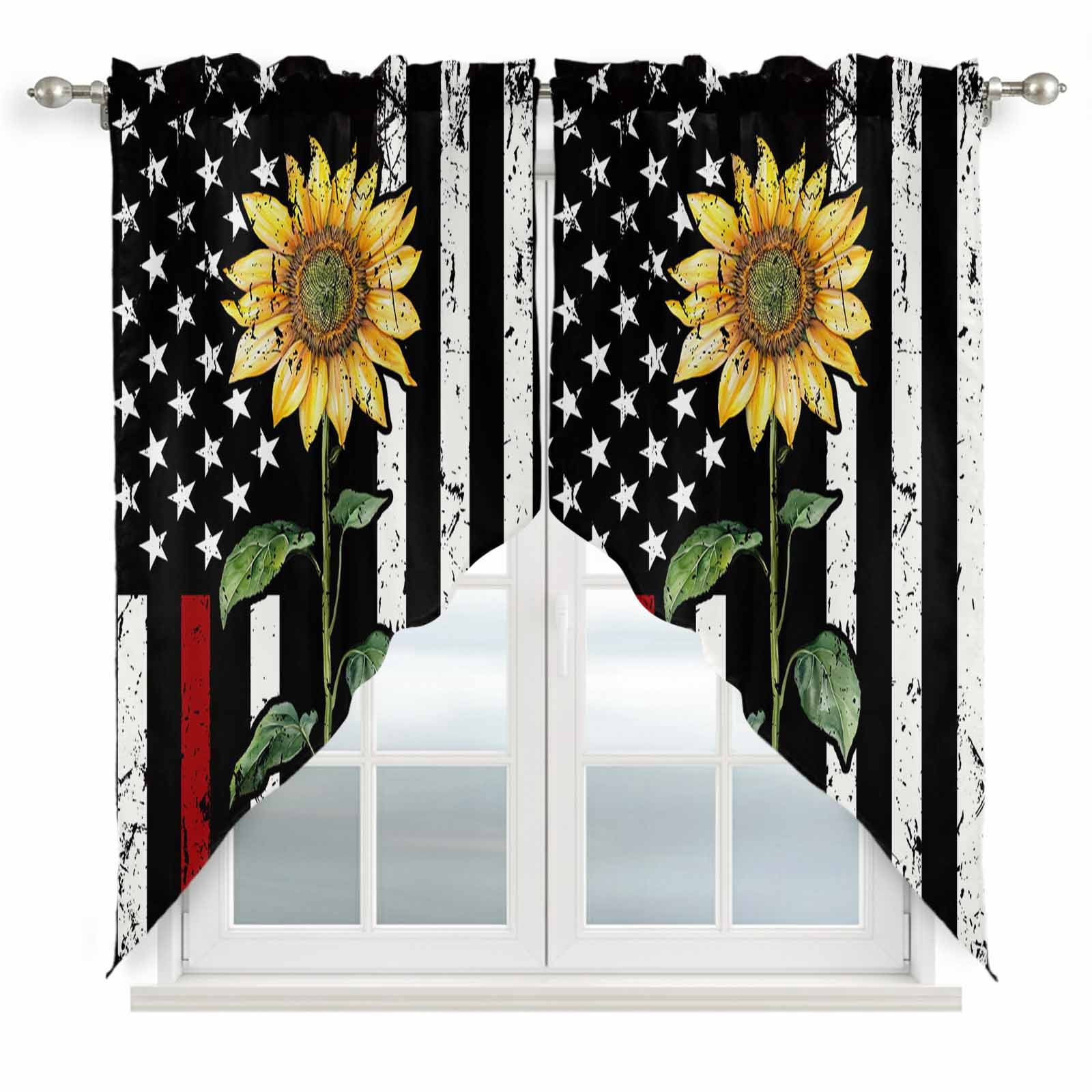 Red American Flag Swag Valances for Windows 2 Pack, Kitchen Window ...